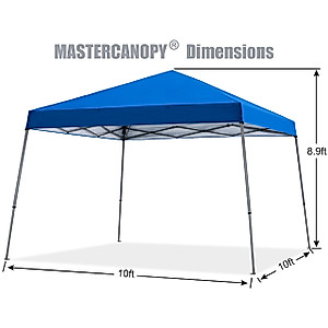 MASTERCANOPY Portable Pop Up Canopy Tent with Large Base(10x10,Blue)