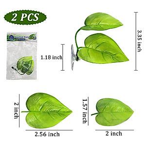 WishLotus Betta Leaf, 2 Pack Lightweight Realistic Betta Leaf Hammock Double Leaf Design Fish Tank Plant Decoration for Betta Habitat Aquarium Decoration Accessories (Green)