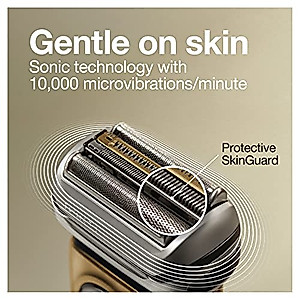 Braun Electric Razor for Men, Waterproof Foil Shaver, Series 9 Pro 9419s, Wet & Dry Shave, with ProLift Beard Trimmer for Grooming, Charging Stand Included, Gold