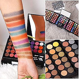 All In One Makeup Kit 142 Ultimate Colors Matte Shimmer Eyeshadow Palette Colorful Gifts For Women 3 blush 3 Sponge Brushs 3 Eyebrow Powder Professional Cosmetics Fashion Women Makeup Case Full Primer Set Present