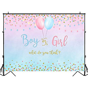 Mocsicka Boy or Girl Gender Reveal Decoration, Blue or Pink Dots Balloon Party Backdrop, Gender Reveal Banner Supplies (7x5ft (82x60 inch))