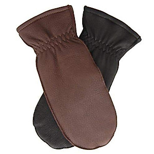 Pratt and Hart Snowfall Women’s Deerskin Leather Mittens with Finger Liners Size M Black