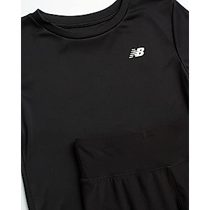 New Balance Girls' Legging Set - 4 Piece Short Sleeve T-Shirt and Leggings Set (7-16), Size 7-8, Black/Pink