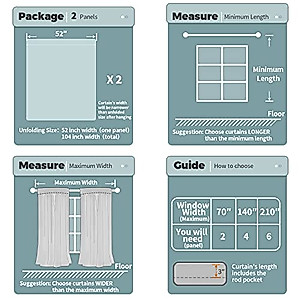 BGment Thermal Insulated 100% Blackout Curtains for Bedroom with Black Liner, Double Layer Full Room Darkening Noise Reducing Rod Pocket Curtain (52 x 63 Inch, Pure White, 2 Panels)