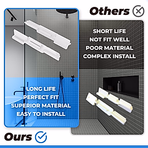 PalpitateC Sliding Shower Door Bottom Sill Guide fits for Sliding Shower Door Systems Shower Door Parts Bottom Guide for Glass Shower Door Track Guide White Nylon - 2 Pack