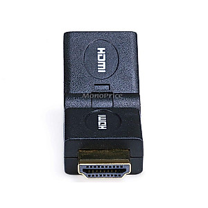 Monoprice HDMI Port Saver Adapter - Male to Female, Swiveling, Up to 90 Degrees Adjustment, Gold Plated, 3 Inches, Black