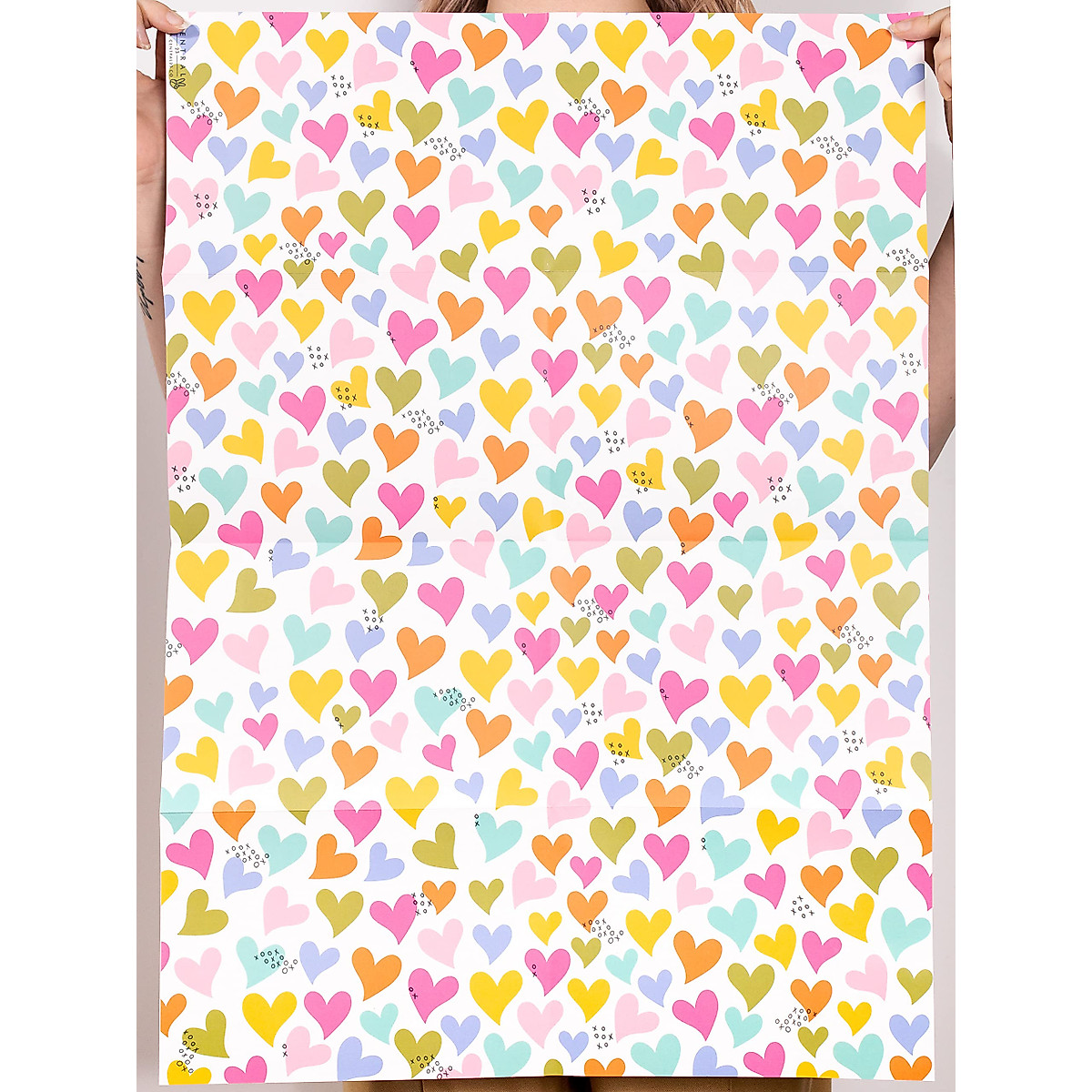 CENTRAL 23 Heart Wrapping Paper - 6 Sheets of Colorful Gift Wrap - Birthday Wrapping Paper for Women - Anniversary or Valentines Day Gift Wrap For Girlfriend Wife - Baby Shower - Pink Hearts