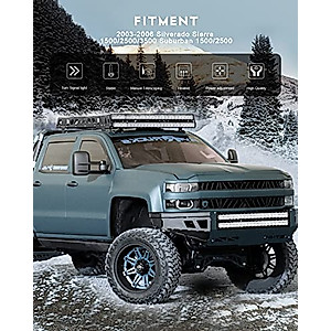 OCPTY Pair of Power Adjusted Heated Towing Side LED Turn Signal Manual Telescopic Tow Mirrors Fit for 2003 2004 2005 2006 2007 for Chevy for GMC Silverado Sierra (07 Classic Models)