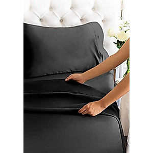 Queen Size Sheet Set - Breathable & Cooling Sheets - Hotel Luxury Bed Sheets - Extra Soft - Deep Pockets - Easy Fit - 4 Piece Set - Wrinkle Free - Comfy - Black Bed Sheets - Queens Sheets – 4 PC