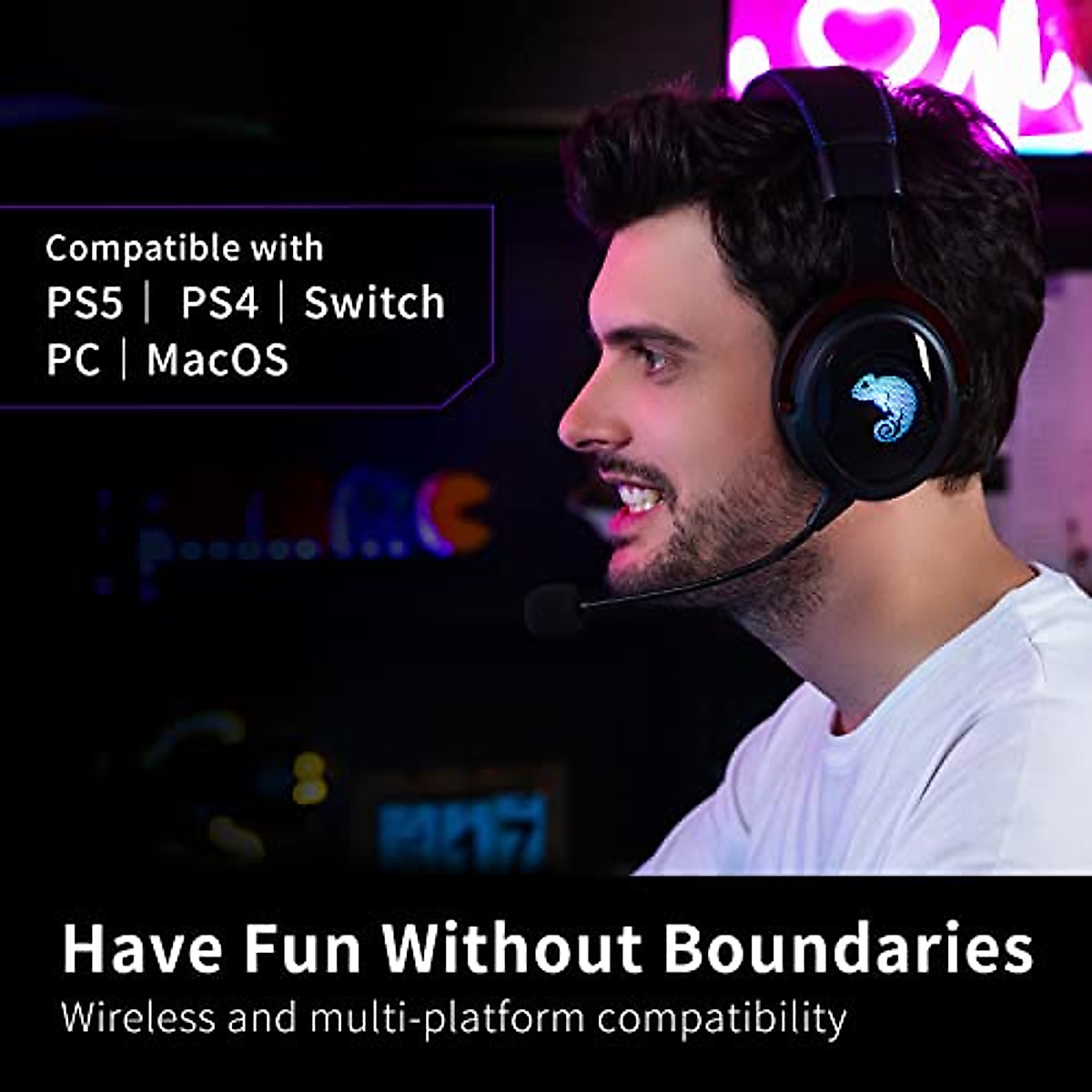 Brook 2.4GHz Wireless Headset - Cross-Platform Wireless Gaming Headset for PS5, PS4, PC, Mac, Android, and Switch, Low Latency (with Extra Earpads)