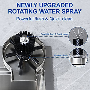 𝟮𝟬𝟮𝟯 𝗡𝗲𝘄 Metal Glass Rinser for Kitchen Sink - 360° Rotary Cup Washer with Brush, Faucet Cup Rinser Cleaner Kitchen Sink Bottle Washer for Bar, Brushed Nickel