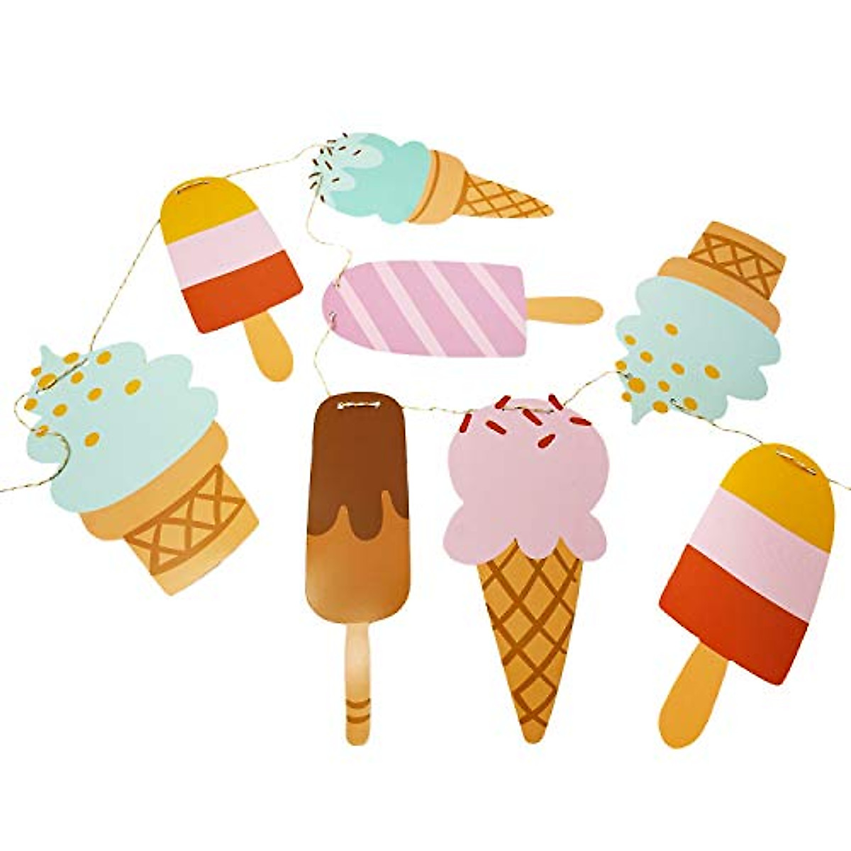 Ice Cream & Popsicle Paper Party Garland, Streamer Decor For All Events - 10 Feet Long Per Garland (1-PACK)