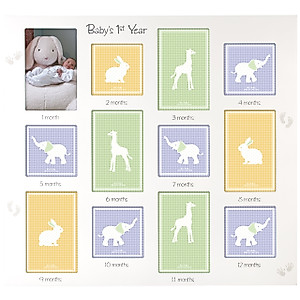 Malden International Designs Baby's 1st Year Wall Collage Picture Frame, 12 Option, 6-4x6 & 6-4x4, White