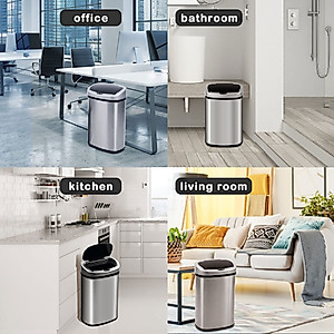 Kitchen Trash Can, 13 Gallon Automatic Trash Can with Lid and Motion Sensor for Kitchen Home Office Bedroom Bathroom Living Room, Kitchen Garbage Can Touchless Trash Can Stainless Steel Trash Can