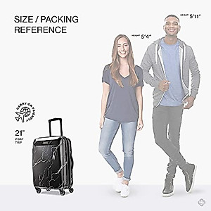 American Tourister Moonlight Hardside Expandable Luggage with Spinner Wheels, Black Marble, 2-Piece Set (21/24)