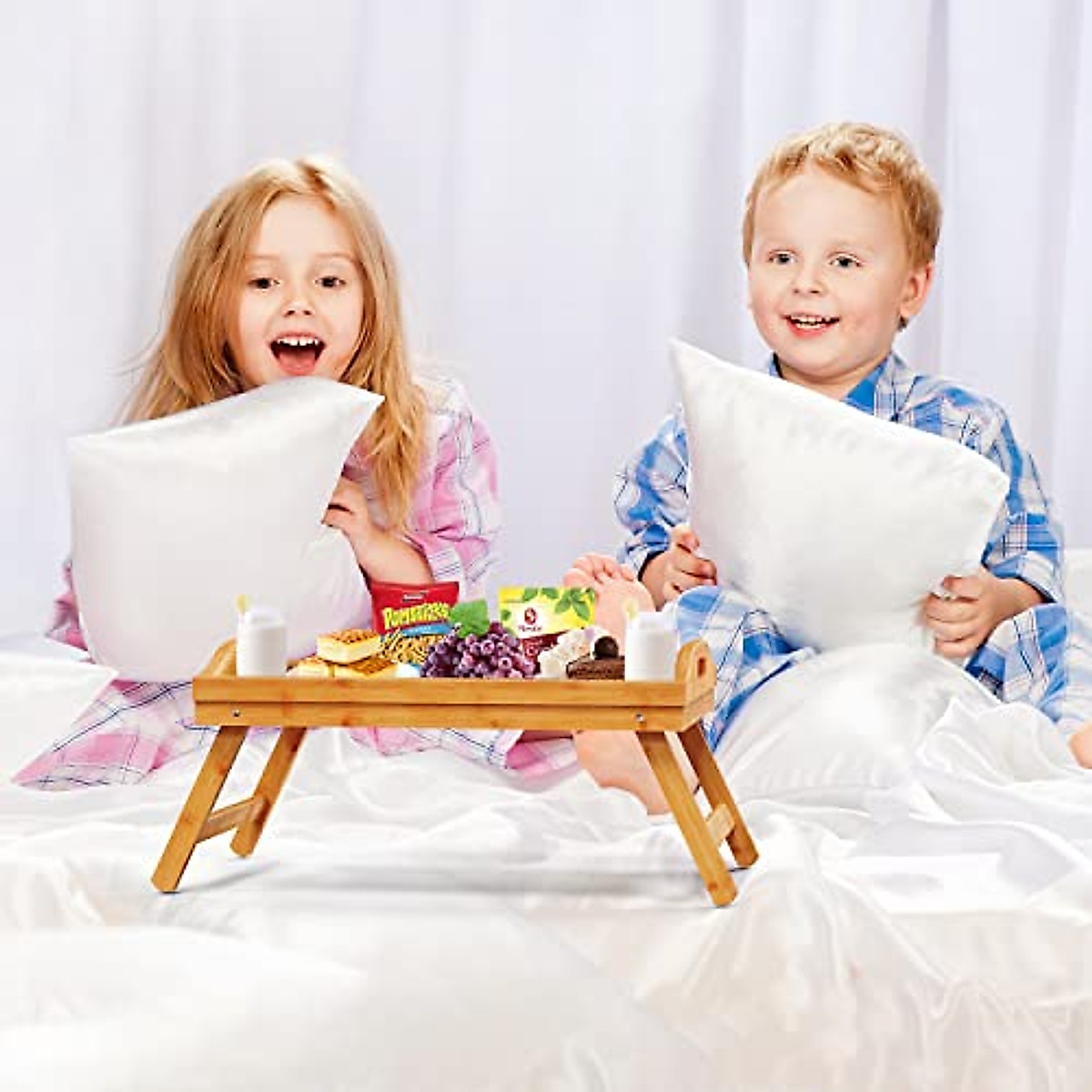 Bamboo Bed Tray Table for Eating Foldable Breakfast Tray for Bed, Trays for Eating Dinner Serving Tray with Folding Legs for Bedroom, Hospital, Home by FURNINXS