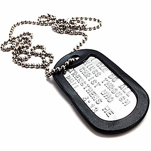 FORGIVEN JEWELRY I Can Do All Things Through Christ Military Dog Tag Necklace with Silencer Philippians 413