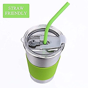 Rommeka 16oz Cups Replacement Lids, Spill Proof and Splash Resistant Lid also Suitable for Yeti Rambler, Ozark Trail 20oz Tumbler Straw Friendly (2 Pack)