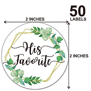 80 PCS His Favorite & Her Favorite Stickers Wedding Favor Stickers for Wedding Gift Box Candy Bag for Bridal Wedding Shower Round Circle Party Favor Stickers, 2 Inch Round Stickers.