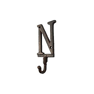 Handcrafted Nautical Decor Rustic Copper Cast Iron Letter N Alphabet Wall Hook 6"