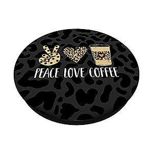 Cute Black Peace Love Coffee Symbol Heart Leopard Cheetah PopSockets PopGrip: Swappable Grip for Phones & Tablets