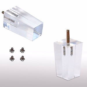 Nutan, 5” Square Acrylic Legs, Great and Sturdy Replacement for Sofas, Chairs and Tables, Set of 4.