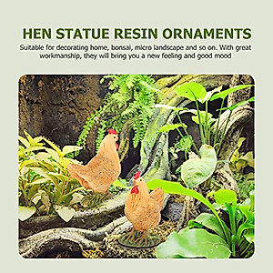 IMIKEYA Resin Hen Ornaments Lifelike Chicken Statues 3pcs Toy Chicken Ornaments Duck Resin Micro Scene Self Made Hen Figurines Chicken Figure Toy