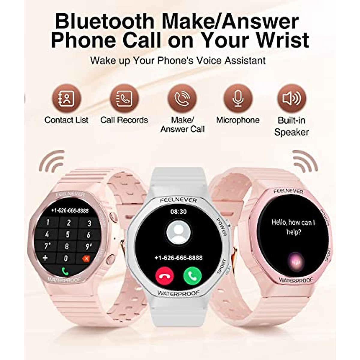 Smart Watch for Women,Answer/Make Call,1.32'' HD Touchscreen,100 Sports Modes Fitness Tracker with Heart Rate/Sleep Monitor/Blood Oxygen,IP67 Waterproof Smartwatch for iPhone Android Pink Purple
