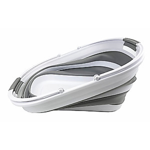 SAMMART 38L (10 Gallons) Collapsible Plastic Laundry Basket - Foldable Storage Container/Organizer - Portable Washing Tub - Space Saving Laundry Hamper (White/Grey)