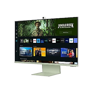 SAMSUNG 32" M80C UHD HDR Smart Computer Monitor Screen with Streaming TV, Slimfit Camera Included, Wireless Remote PC Access, Alexa Built-in (LS32CM80GUNXZA), Spring Green, 8" D x 28.1" W x 22.6" H