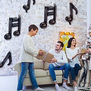 10 Pieces Musical Note Aluminum Foil Balloons Guitar Black Happy Birthday Music Balloons Banner Music Party Decorations for Music Themed Party, Birthday, Home Outdoor Party, Celebrations