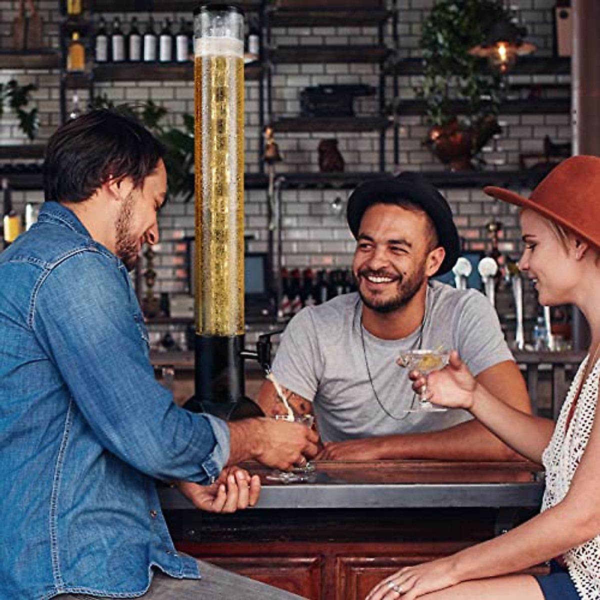 COSYOO Drink Tower, 3L Mimosa Tower Dispenser With Ice Tube and Led Light, Tabletop Beer Dispenser 3.17 Qt./100oz, Ideal for Parties Bars Pubs Restaurants