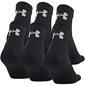 Under Armour Adult Training Cotton Quarter Socks, Multipairs , Black (6-Pairs) , Large