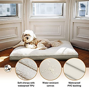 Explore Land Waterproof Dog Bed Cover Machine Washable Sherpa Fleece Dog Bed Replacement Cover, 30Lx20Wx3.5H inch, Beige