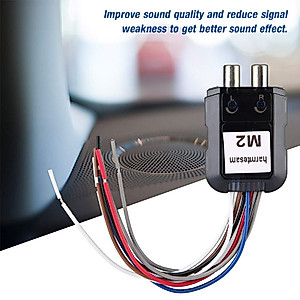 Suuonee Audio Converter, Car Stereo Subwoofer 2 Channel High to Low Audio Converter with Power Amplifier Control Wire, Black