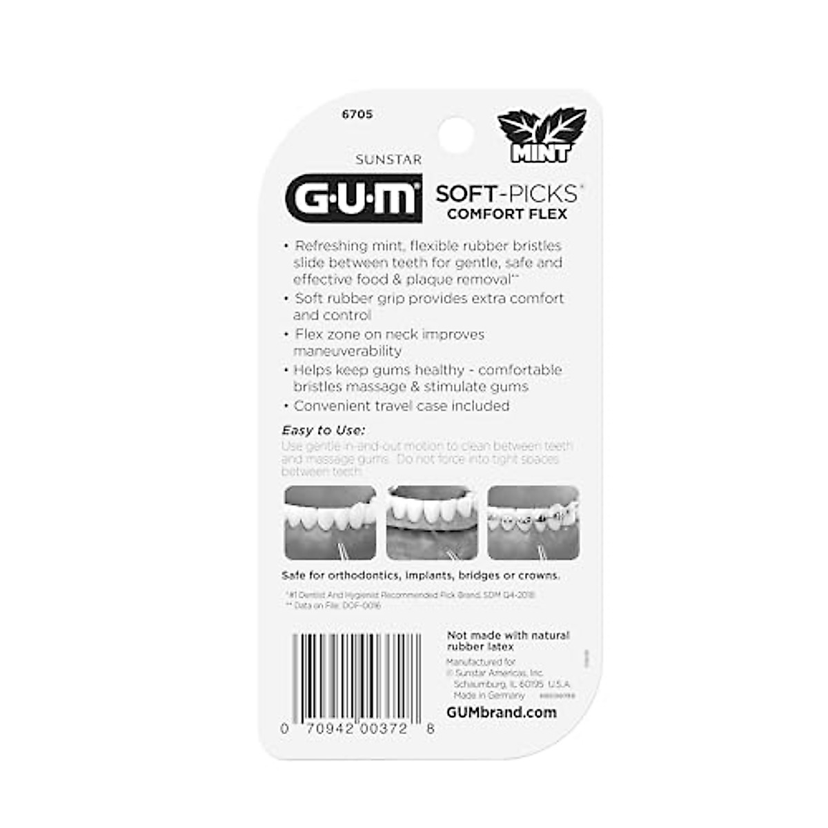 GUM Soft-Picks Comfort Flex, Easy to Use Dental Picks for Teeth Cleaning and Gum Health, Disposable Interdental Brushes with Convenient Carry Case, Dentist Recommended Dental Floss Picks, 80ct