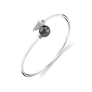 The Pearl Source 8-9mm Genuine Black Tahitian South Sea Cultured Pearl Becky Bracelet for Women