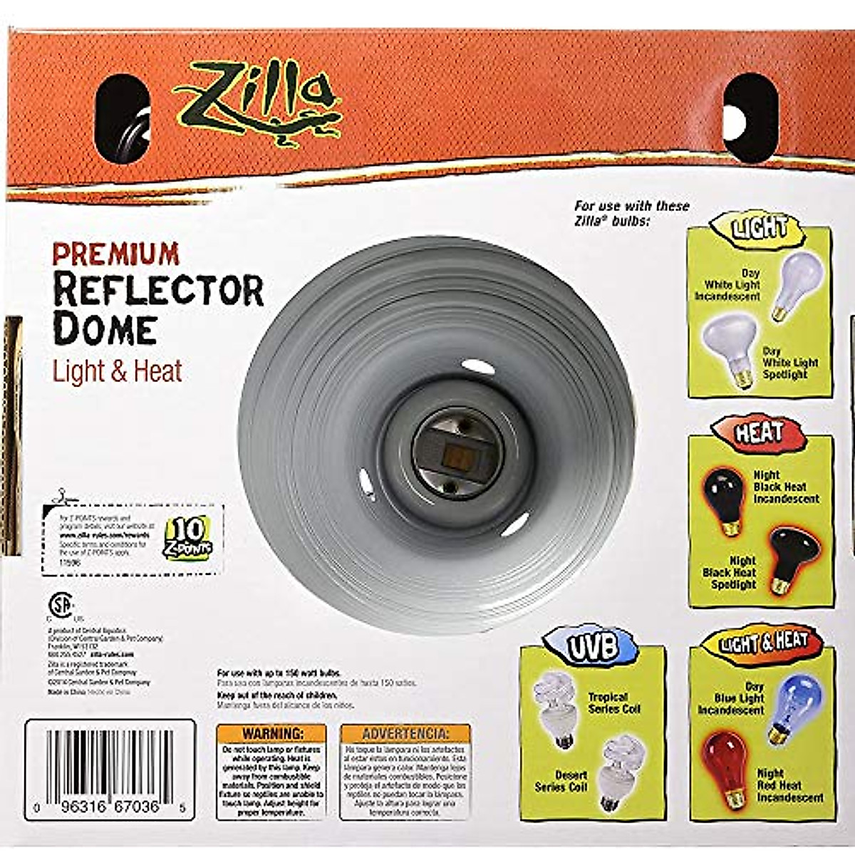 Zilla Reptile Terrarium Heat Lamps and Habitat Lighting Dome, Black 8.5 Inch