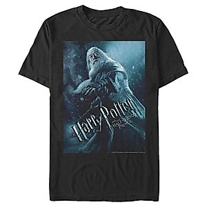 Harry Potter Men's Dumbledore Poster Short Sleeve Tee Shirt, Black, Large