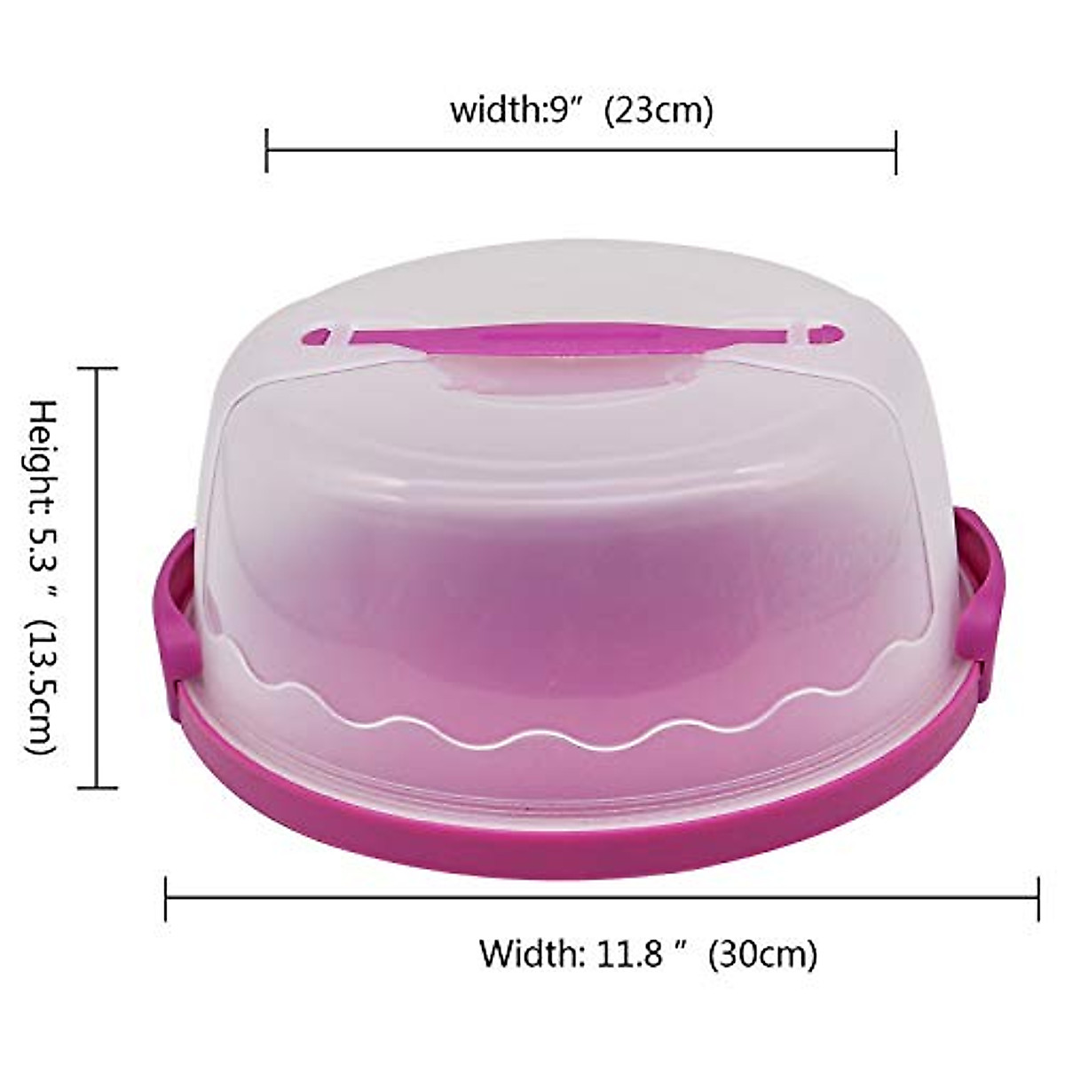 Portable Round Cake Carrier with Handle Pie Saver Cupcake Container Up to 10 Inch Translucent Dome for Transporting Cakes, Cupcakes, Cookies, Pies, or Other Desserts (Purple)