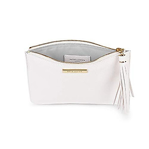 KATIE LOXTON Sophia Tassel Pouch Womens Medium Vegan Leather Clutch Handbag in White