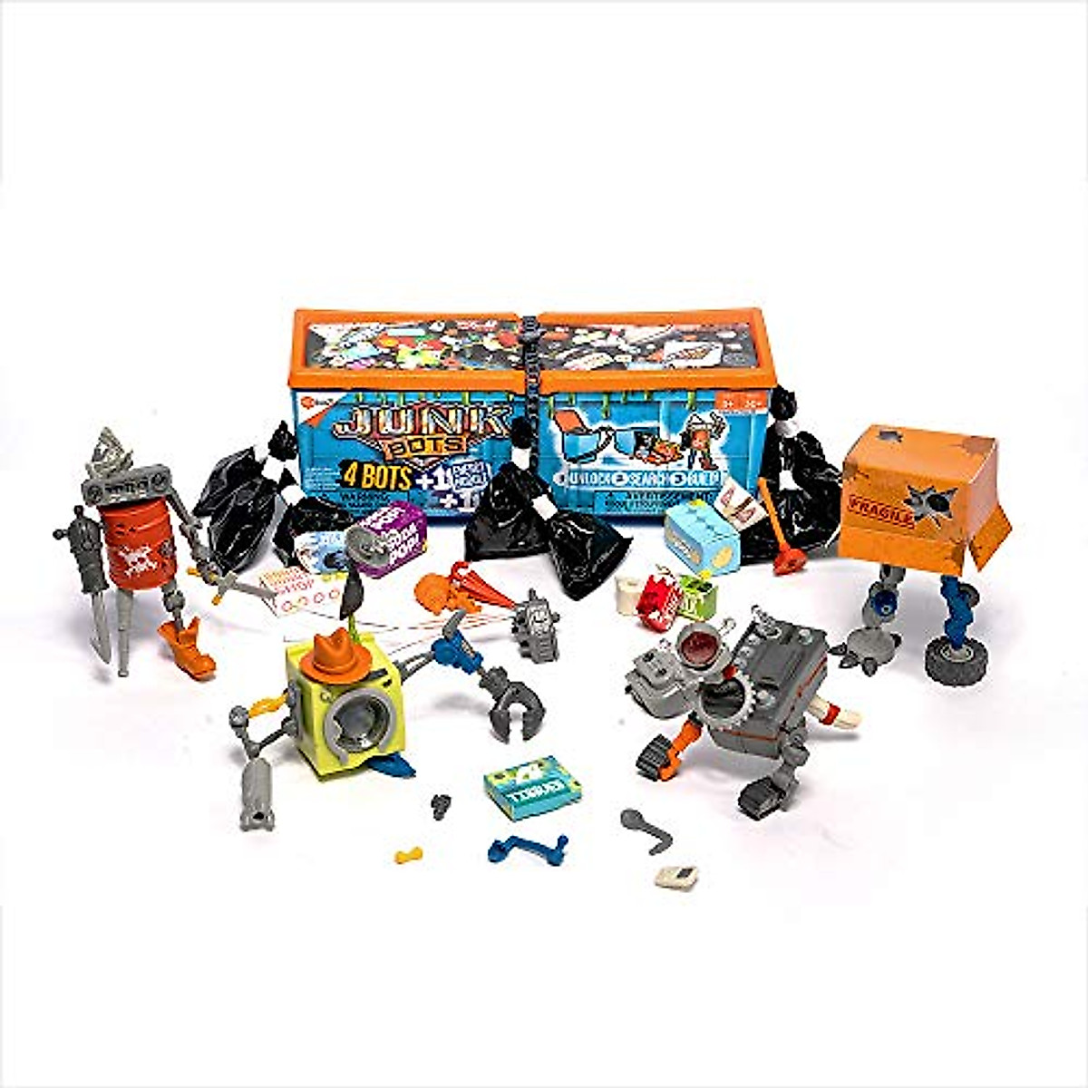 HEXBUG JUNKBOTS - Industrial Dumpster Assortment Kit - Surprise Toys in Every Box LOL with Boys and Girls - Alien Powered Toys for Kids - 50+ Pieces of Action Construction Figures - for Ages 5 and Up