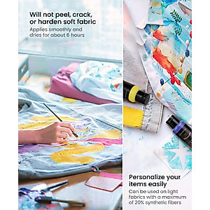 Colorful Permanent Fabric Paint, 26 Colors Soft Fabric Paint in Bottles (30ml/1oz) with Brushes, Palette,Non-Toxic Textile Paint for Creative DIY Clothes, T-Shirts, Shoes Art and Crafts