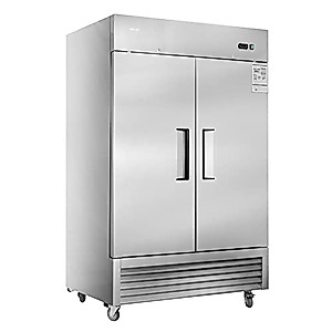 INSONG 54" Commercial Freezer, 49 cu.ft with 2 Solid Door Stainless Steel Reach-in Freezer for Restaurant, Bar, Shop, Residential