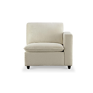 CHERS Sectional Couches for Living Room, 95" Cloud Modular Sectional Sofa with Ottoman, Modern Fabric Upholstered L Shaped Couch with Convertible Chaise, 3 Seater, Natural