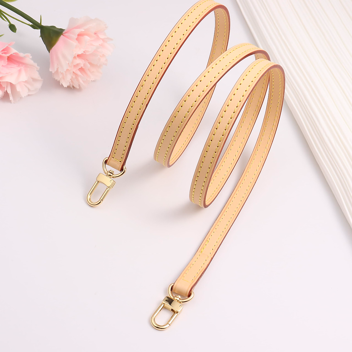 COLSEEY Genuine Vachetta Leather Crossbody strap Genuine leather Adjustable Replacement Strap for Shoulder Bag Handbag Purse(0.39 Inch Width Unadjustable)