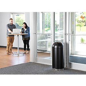 Safco Products 9639BL Open Top Dome Waste Receptacle, 15-Gallon, Black