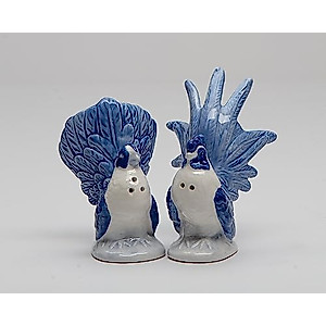Fine Ceramic Dutch Blue Country Farmhouse Rooster & Hen Salt & Pepper Shakers Set, 3-1/2" H