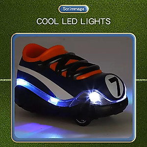 WOAEIUOS 2.4G Remote Control Car RC Football Soccer Shoes Car with LED Lights Kids Interactive Educational Toys (Orange&Blue-Set of Two Cars)