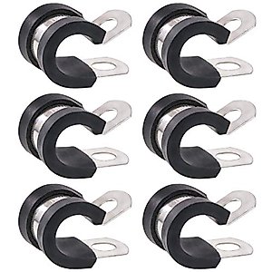 Keadic 20Pcs 3/8" (10mm) Cable Clamp Rubber Wire Clamps Stainless Steel Rubber Cushioned Insulated Clamps
